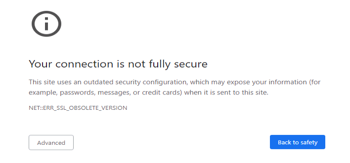 SSB "Connection Not Fully Secure" Workaround | Technology Division